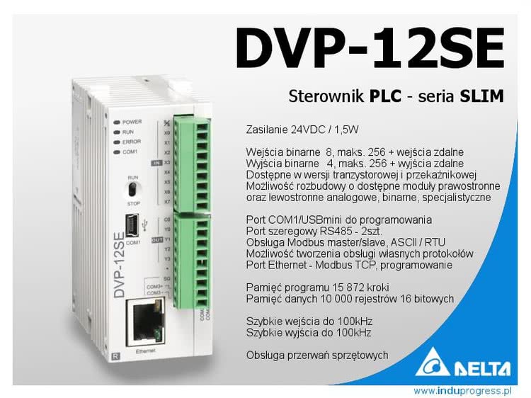 InduProgress Sterownik PLC DVP12SE z Ethernetem